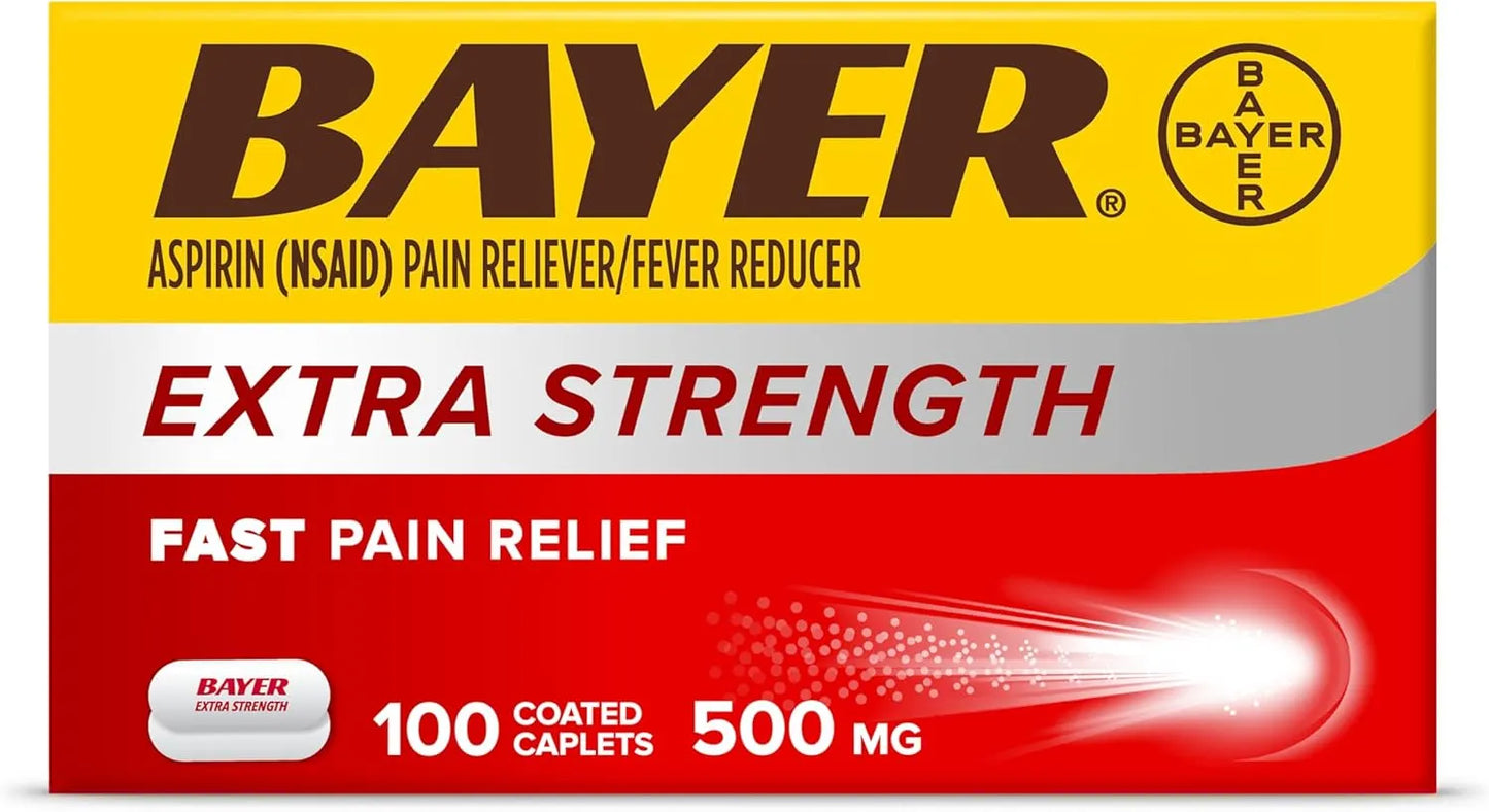Bayer Extra Strength Aspirin 500 mg, 100 Coated Tablets – Vitamins Depots